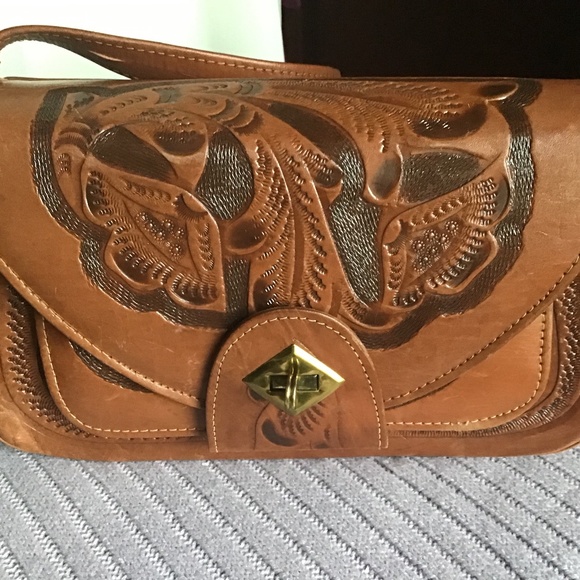 Bags | Vintage Handmade Mexico Leather Azteca Crossbody Bag | Poshmark